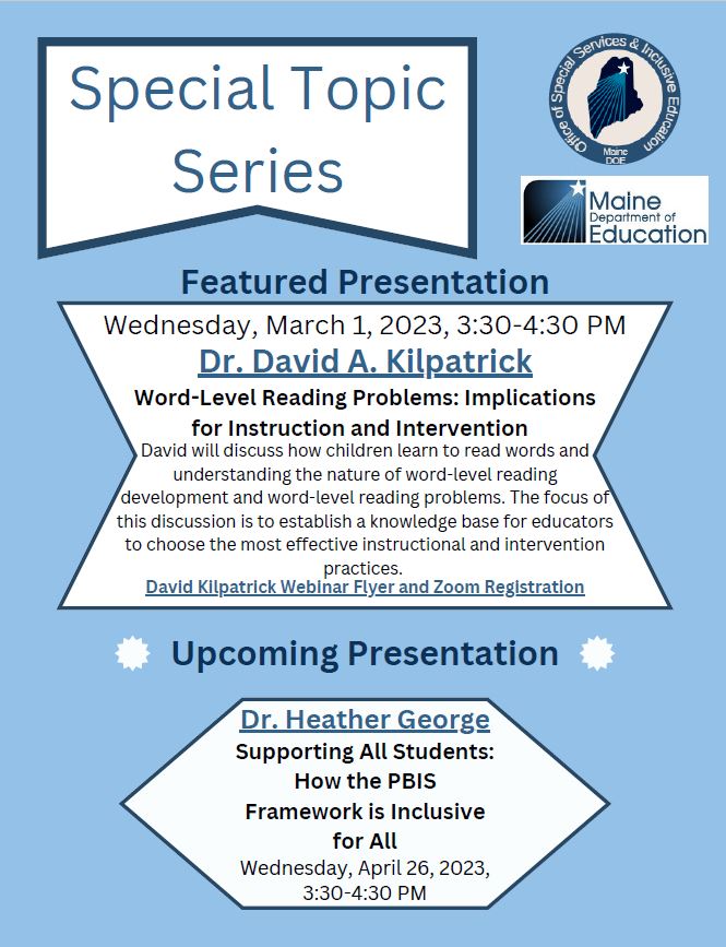Special Topic Series Upcoming Sessions: Word-Level Reading and PBIS ...